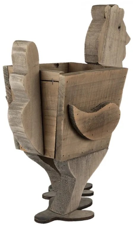 Dřevěný dekorační obal na květináč Slepice – 35x18x40 cm