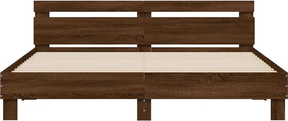 Rám postele s čelem a LED osvětlením hnědý dub 180 x 200 cm 3207531