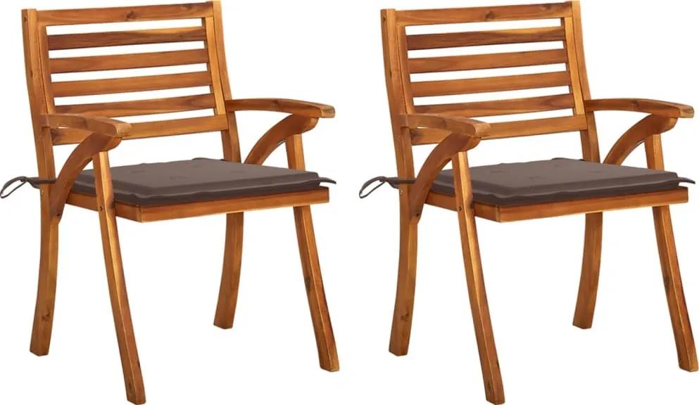 vidaXL Zahradní jídelní židle s poduškami 2 ks masivní akáciové dřevo [3060783] Barva: Zelená