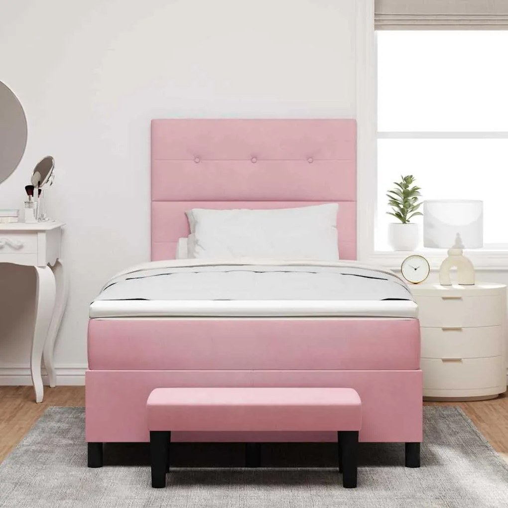 Postel s boxspringem s čelo Růžová 200 x 120 cm samet 3344509