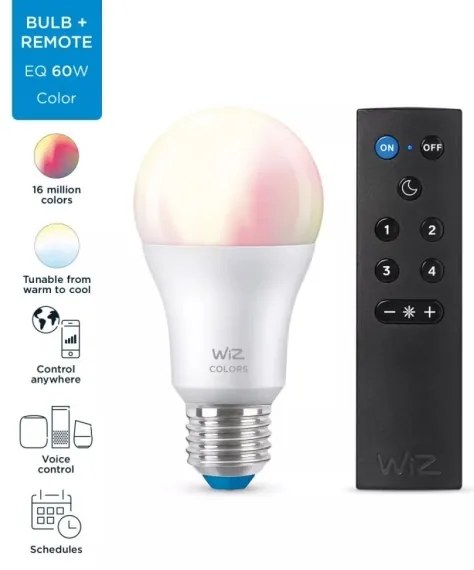 LED RGBW Stmívatelná žárovka A60 E27/8,5W/230V 2200-6500K CRI 90 Wi-Fi+DO - WiZ