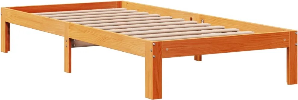 Postel bez matrace voskově hnědá 100 x 200 cm masivní borovice 3306804