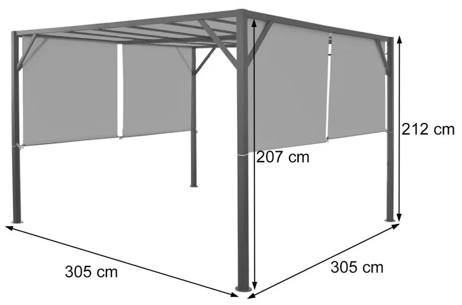 Pergola se stahovací střechou 3x3 m Dekorhome Krémová