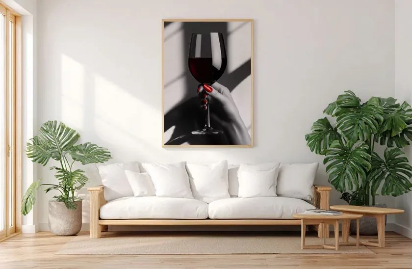Večerní elegance - obraz - Sklenka vína v luxusním stylu 32 - A2 – 420 × 594 mm - 459 Kč