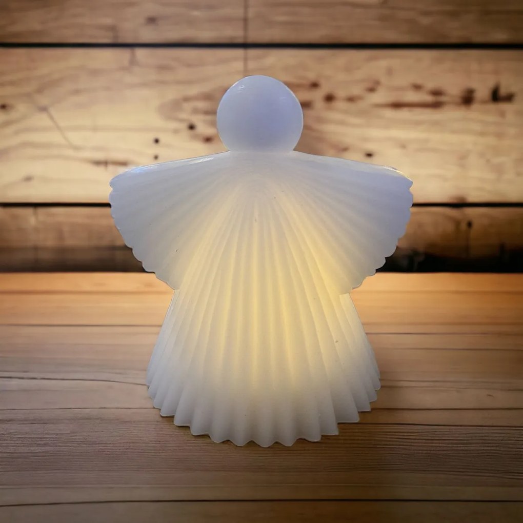 LED svíčka Anděl z pravého vosku na baterie, 11,2 × 12,5 cm, bílý, 2× AA