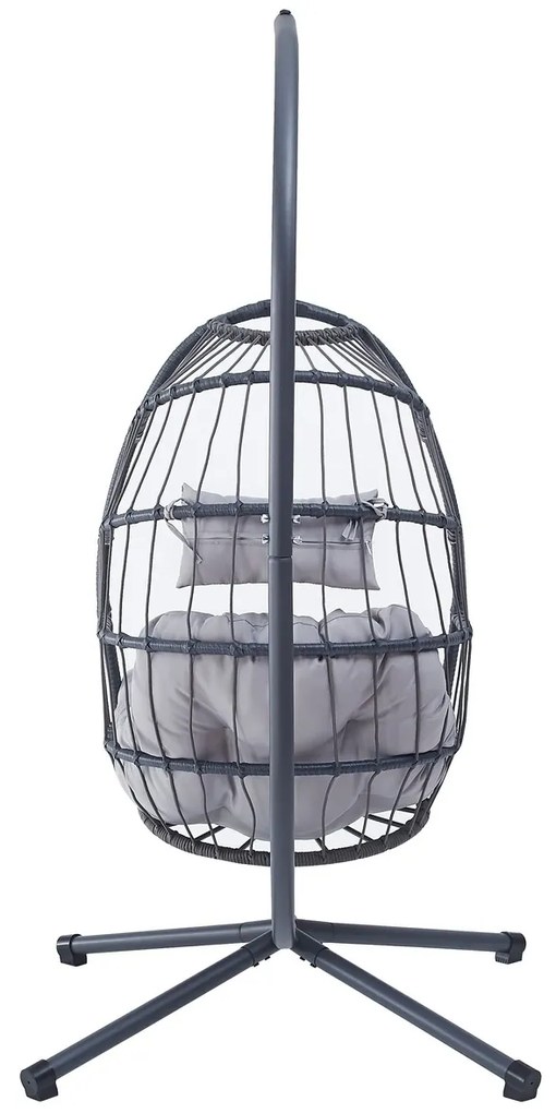 Autronic Závěsné křeslo, kov, polyratan, šedá, AZ-V1269 GREY