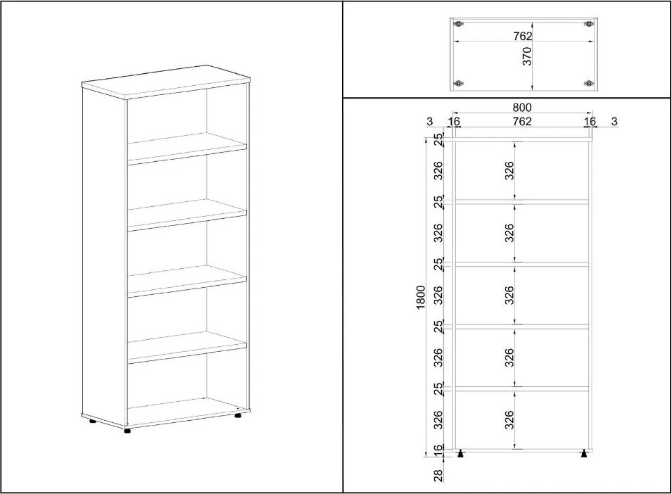 Vysoká skříň SimpleOffice 80 x 40 x 180 cm, bílá