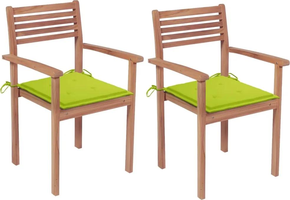 vidaXL Zahradní židle 2 ks podušky masivní teak [3062262] Barva: Červená