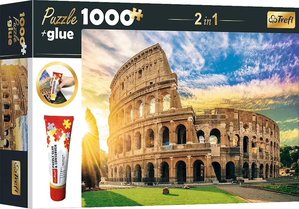 Puzzle trefl sada 2v1 puzzle amfiteátr fláviův, řím, itálie 1000 dílků s lepidlem