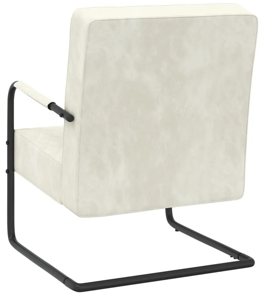 Konzolová židle krémově bílá samet,  325733