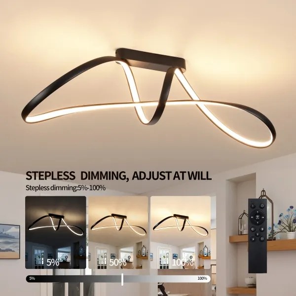 Brilagi-LED Stmívatelný přisazený lustr TWISTER LED/60W/230V 3000-6000K černá+DO