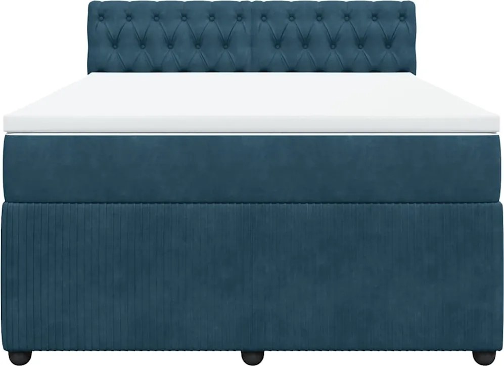 Box spring postel s matrací modrá 140 x 200 cm samet 3290068