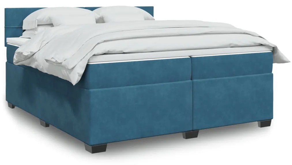 Box spring postel s matrací modrá 200 x 200 cm samet 3288706