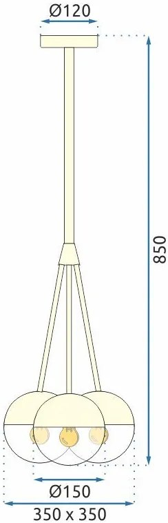 Toolight Kulové závěsné svítidlo z mléčného skla APP687-3CP Black