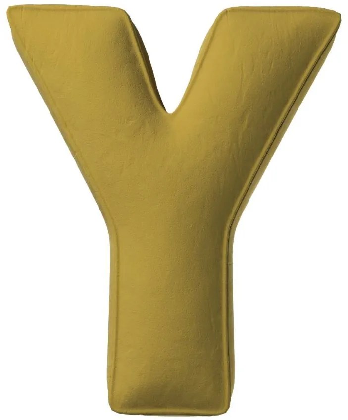 OnaDnes -20% Yellow Tipi Olivově zelený sametový polštář písmeno Y 40 cm