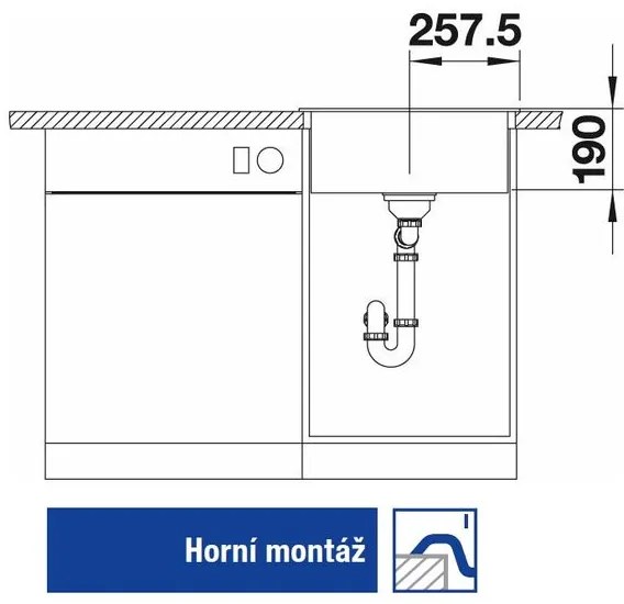 Blanco Dalago 5 Granitový dřez bez odkapu s excentrickým ovládáním, 51,5x51cm, antracit, 518521