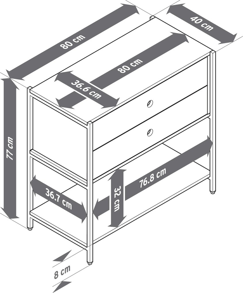 Tchibo - Komoda »Klaar« se 2 zásuvkami - barva: bílá