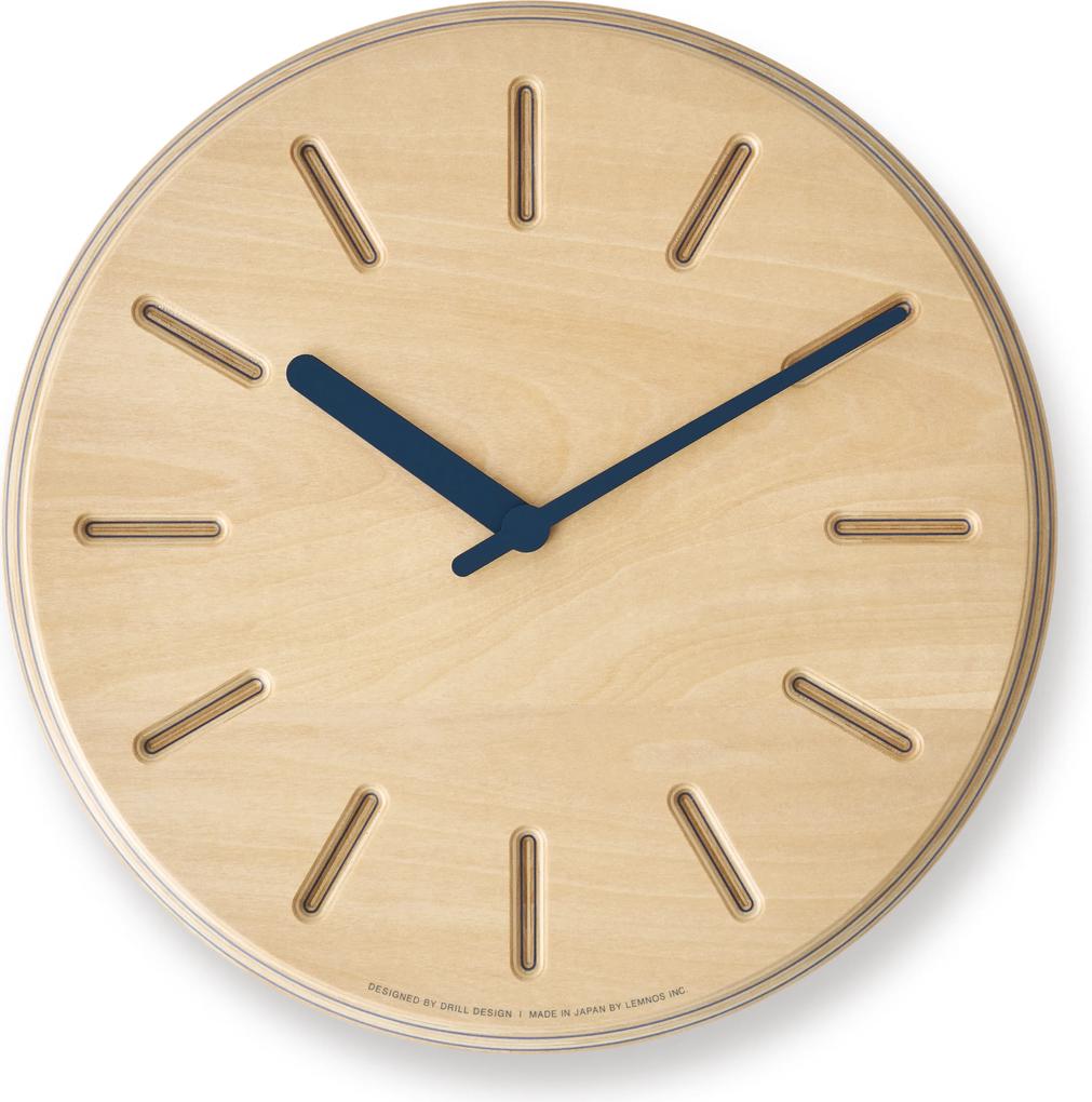 Nástěnné hodiny Paper Wood Line modré ručičky 29 cm