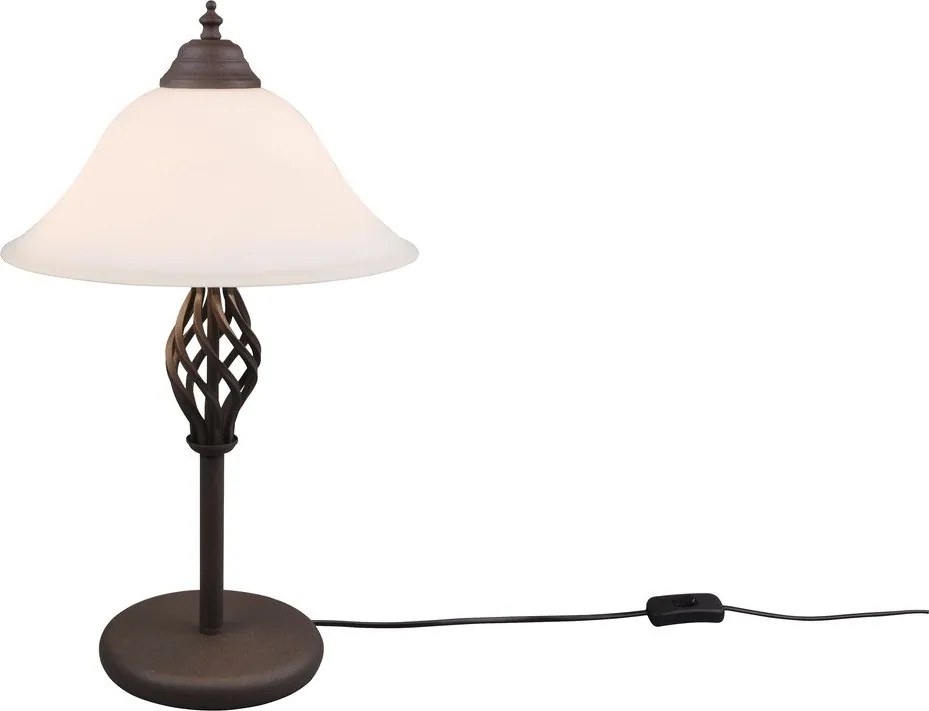 Tmavě hnědá stolní lampa se skleněným stínidlem (výška 50 cm) Rustica – Trio