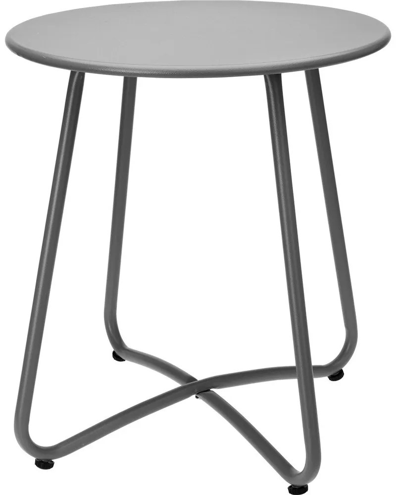 Zahradní kulatý stůl s šedého kovu, pevný kus nábytku na zahradu nebo na balkon