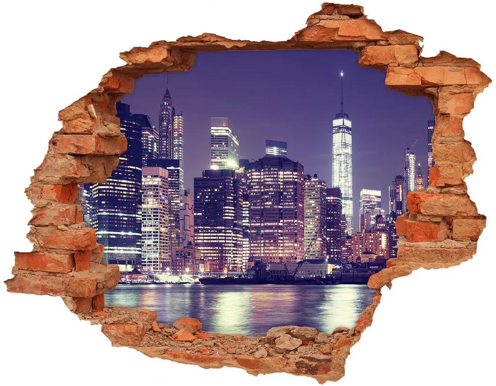 Wallmuralia Fototapeta díra na zeď New York noc 90x70 cm