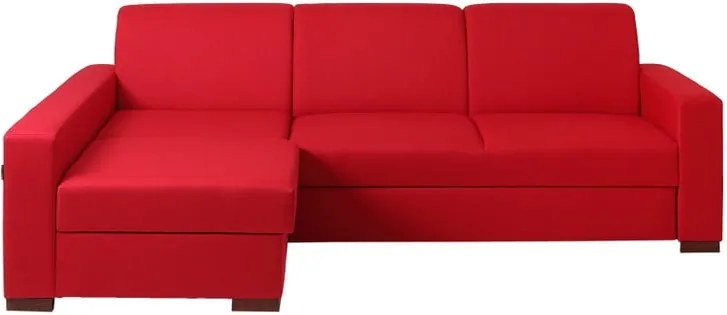 Červená rozkládací rohová pohovka s úložným prostorem a lenoškou na levé straně Custom Form Lozier