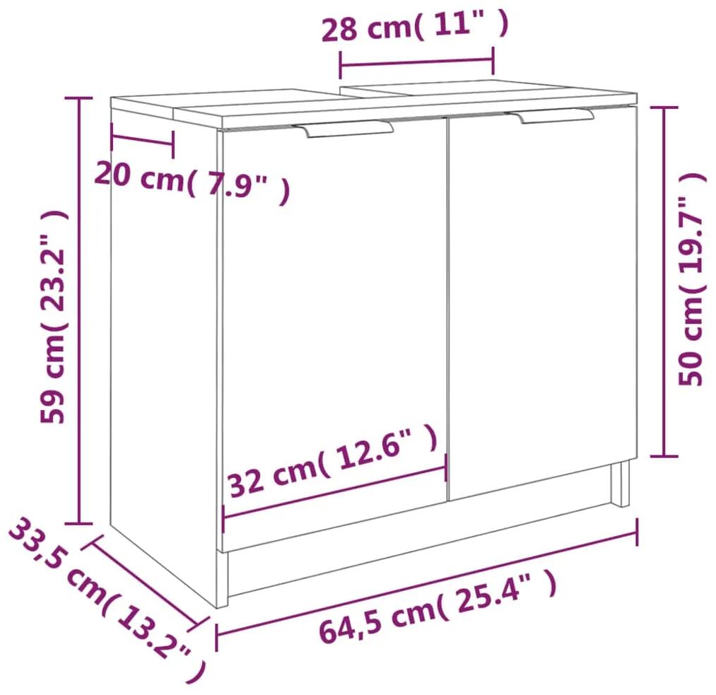 Koupelnová skříňka bílá 64,5 x 33,5 x 59 cm kompozitní dřevo - Default Title