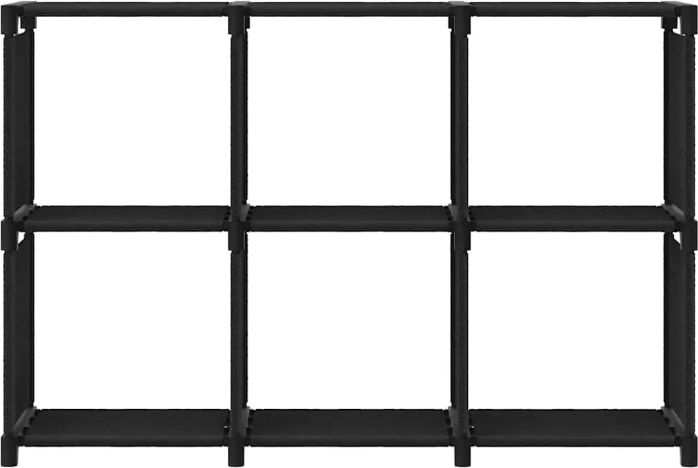 Výstavní police s 6 přihrádkami černá 103 x 30 x 72,5 cm textil 322606