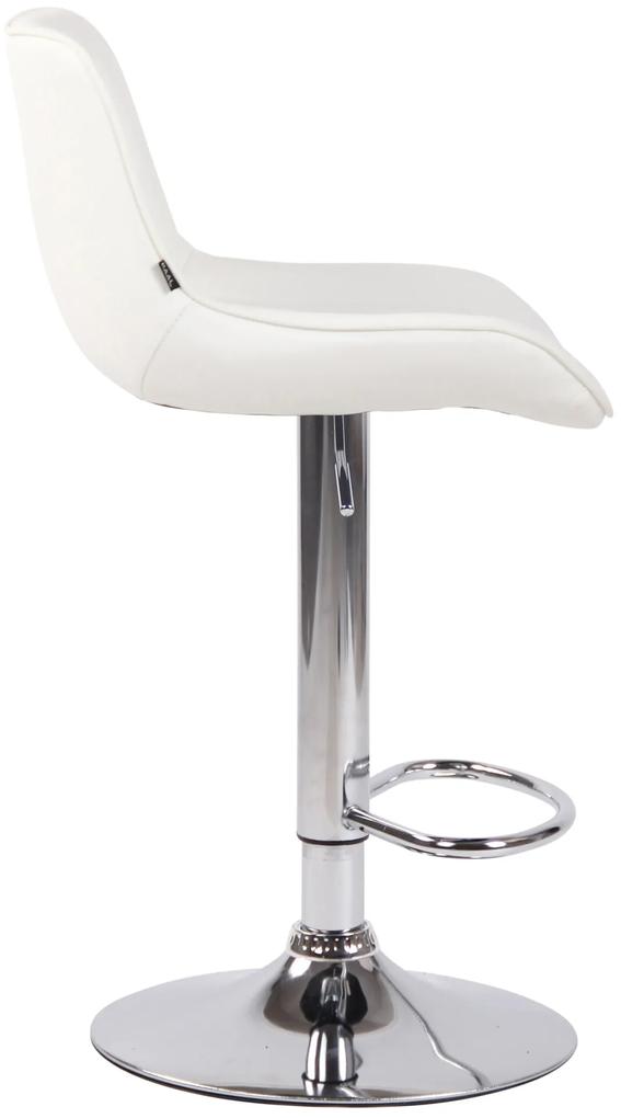 Barová židle Haugo - umělá kůže - chromovaný rám | bílá