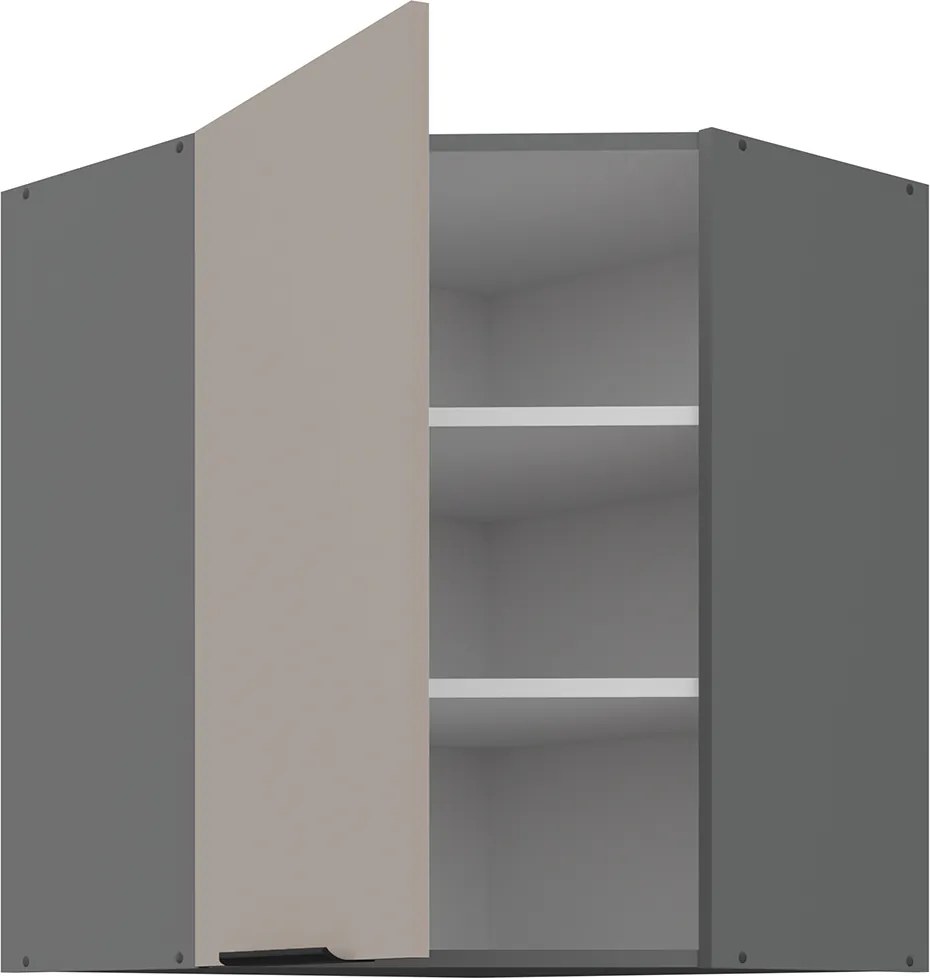 ARIA ta | horní kuchyňská skříňka 60x60 GN-72 1F (45°) rohová s policemi | 60x60 cm | antracit/béžová