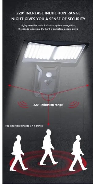 Immax 08482L-LED Solární nástěnné svítidlo se senzorem LED/2,6W/5,5V IP65 černá