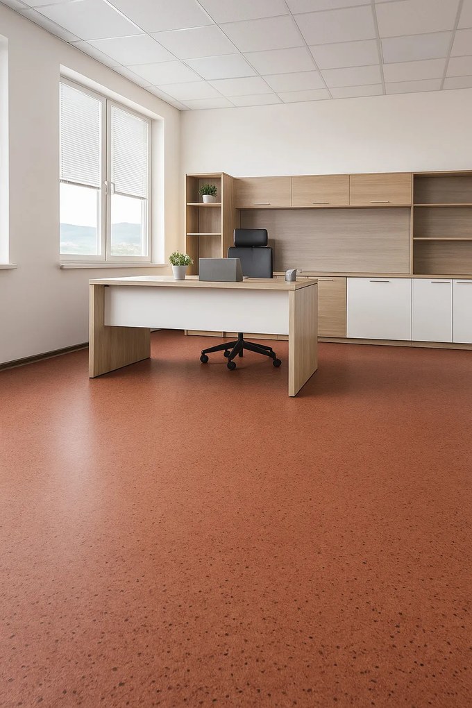 Lentex, PVC podlaha - lino Flexar PUR 603-09 červená, na míru, šíře 2m,4m, červená, bez podkladu, kancelář