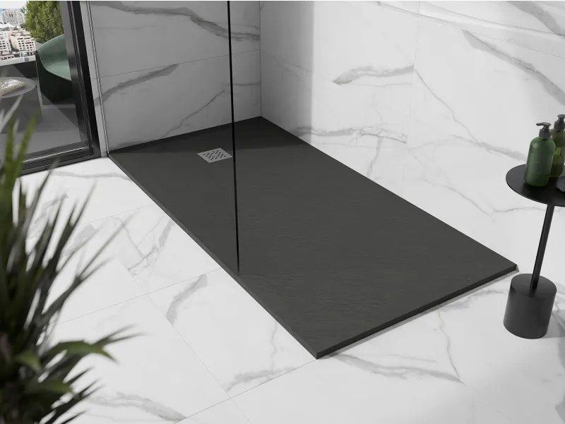 Mexen Stone+, obdélníková vanička z minerálního kompozitu 180 x 90 cm, antracitová, 44719018