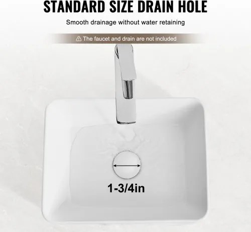 Moderní keramické umyvadlo 40,6 × 30,5 cm Koupelnová mísa na umyvadlo Bílá