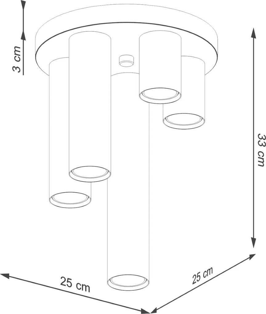 Sollux Lighting Stropní svítidlo LAGOS 5P černé