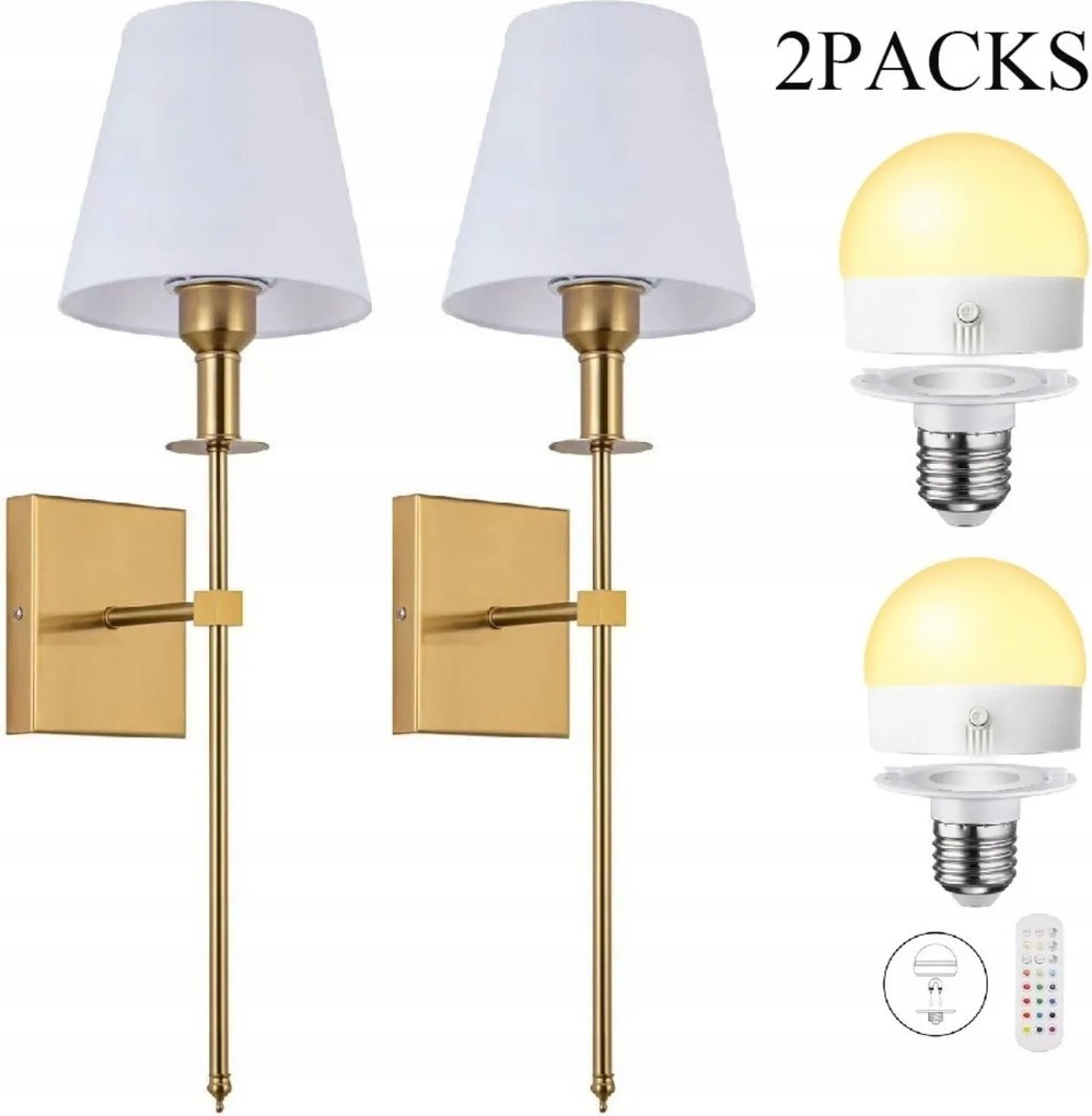 Moderní Set 2x Zlaté Nástěnné Lampy Se Stínítky Elegantní Design Zlaté
