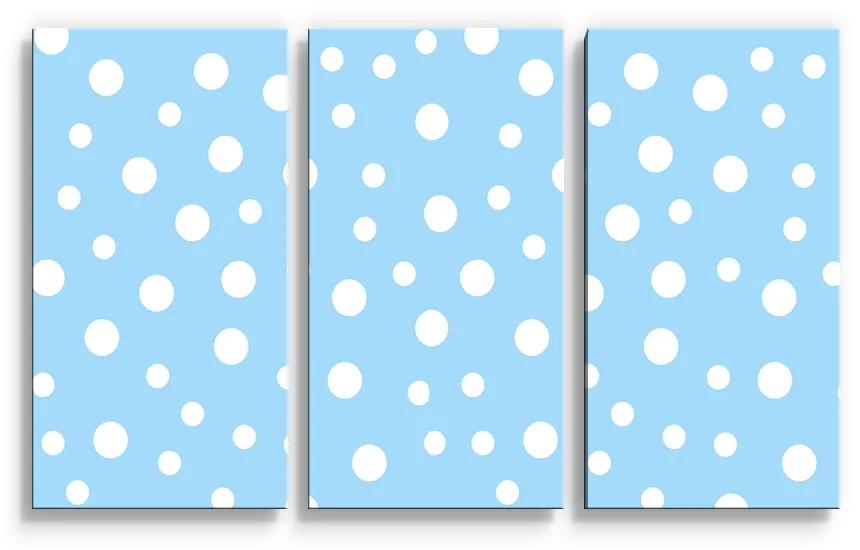 Sablio Obraz - 3-dílný Bílé puntíky na modré - 120x80 cm