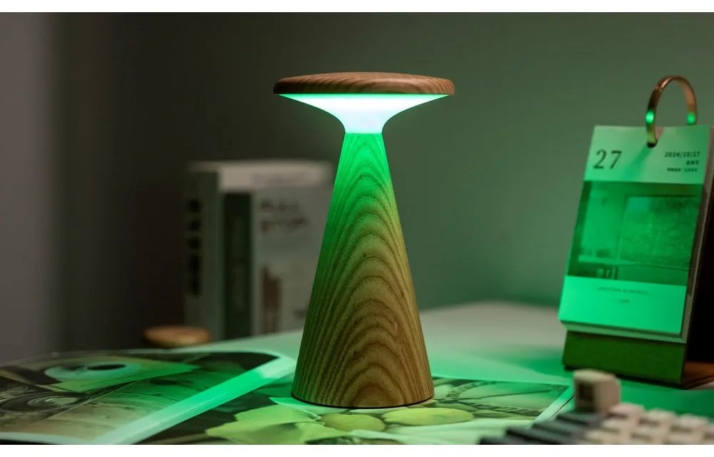 LED stolní lampa v přírodní barvě s dřevěným stínidlem (výška 21 cm) Sylva – Gingko