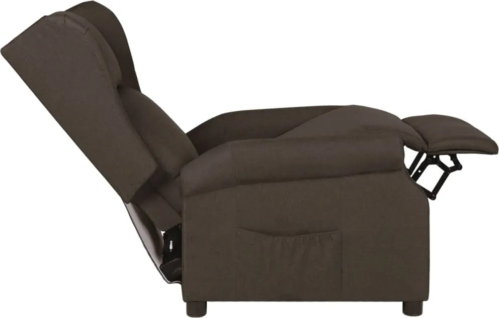Polohovací křeslo tmavě hnědé textil 340954