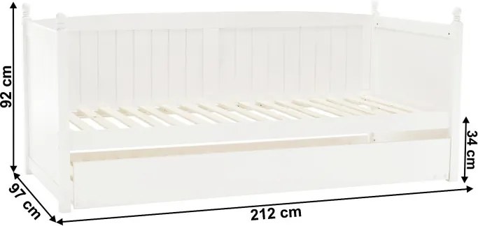 Postel s přistýlkou 90x200, borovicové dřevo, bílá, GLAMIS Kondela 0000227796