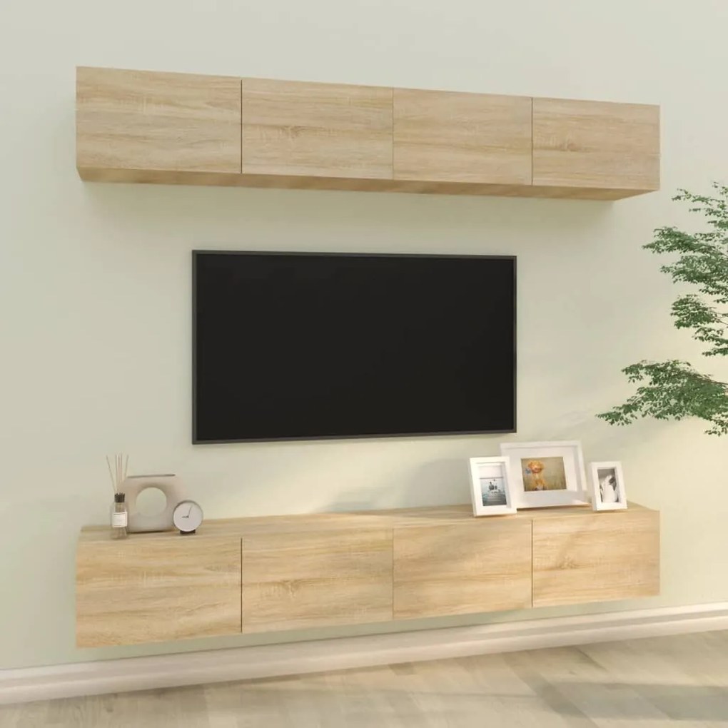 Nástěnné TV skříňky 4 ks dub sonoma 100 x 30 x 30 cm 3114192