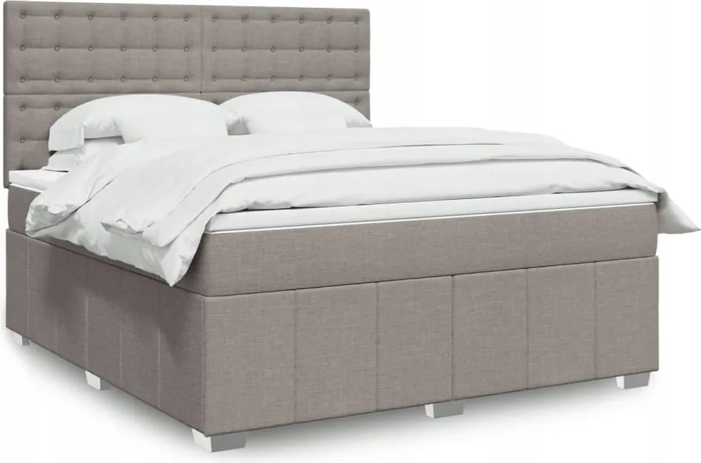 Box Spring Postel S Matrací Textil Taupe tlačítka 180 x 200 cm