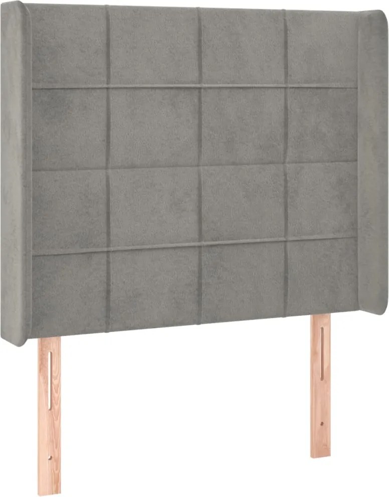 Box spring postel s matrací a LED světle šedá 100x200 cm samet 3139547