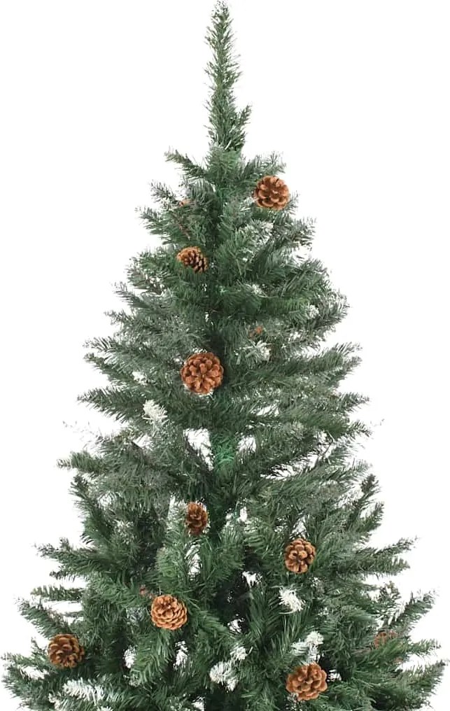 Umělý vánoční stromek se šiškami a bílými třpytkami 210 cm 284319