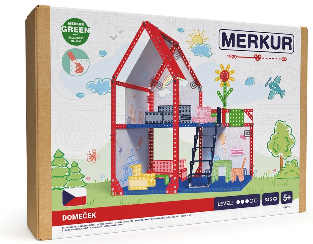 Merkur - domeček pro panenky, 34x39x25 cm, 345 dílků