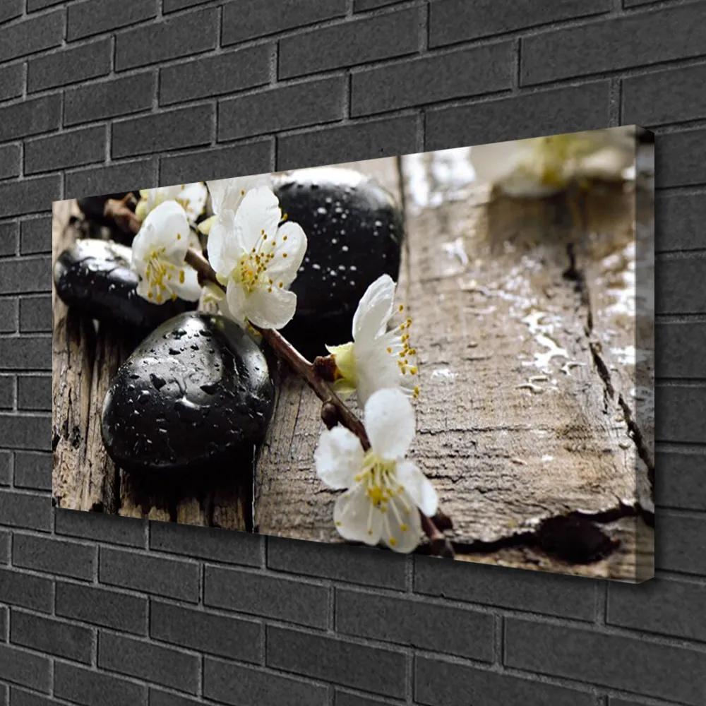 Obraz na plátně Květiny Kameny Zen 125x50 cm