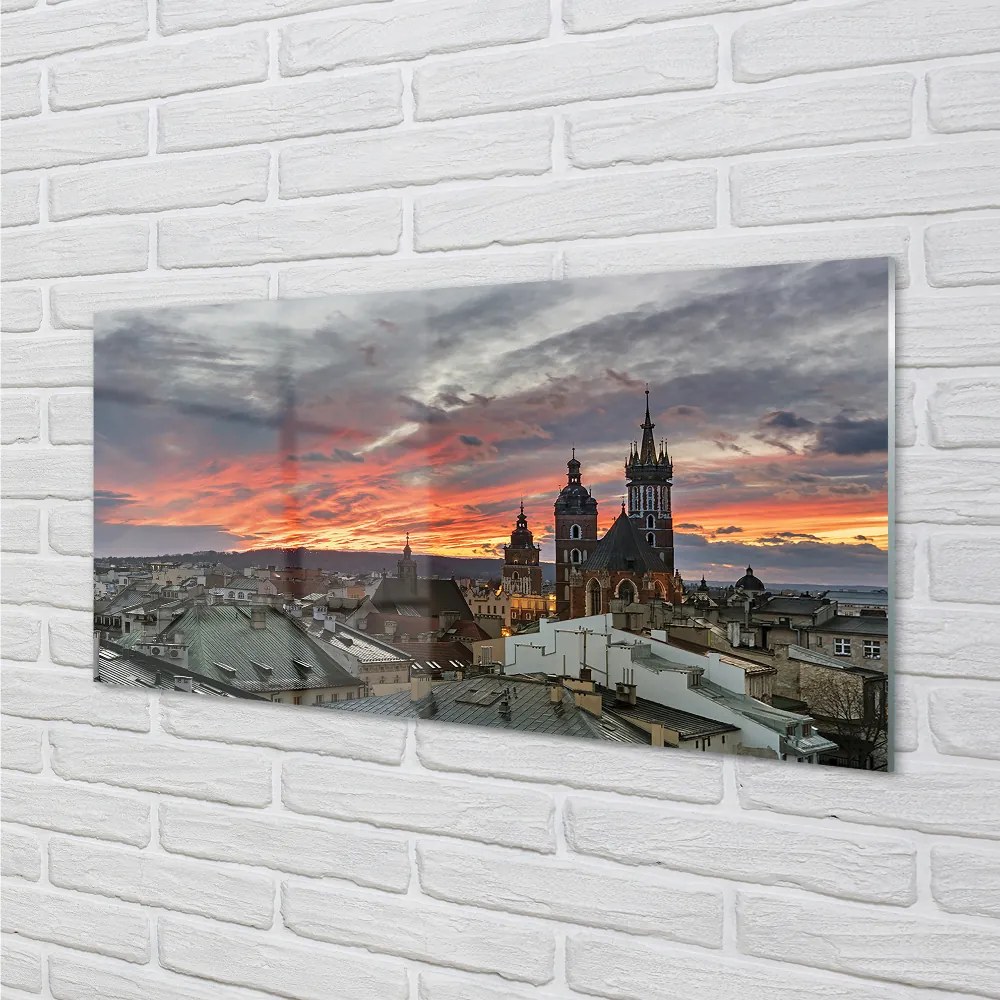 akrylový obraz Krakow Sunset panorama 100x50 cm