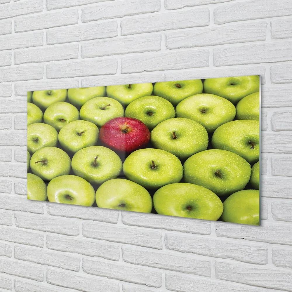 Obraz na skle Zelená a červená jablka 125x50 cm