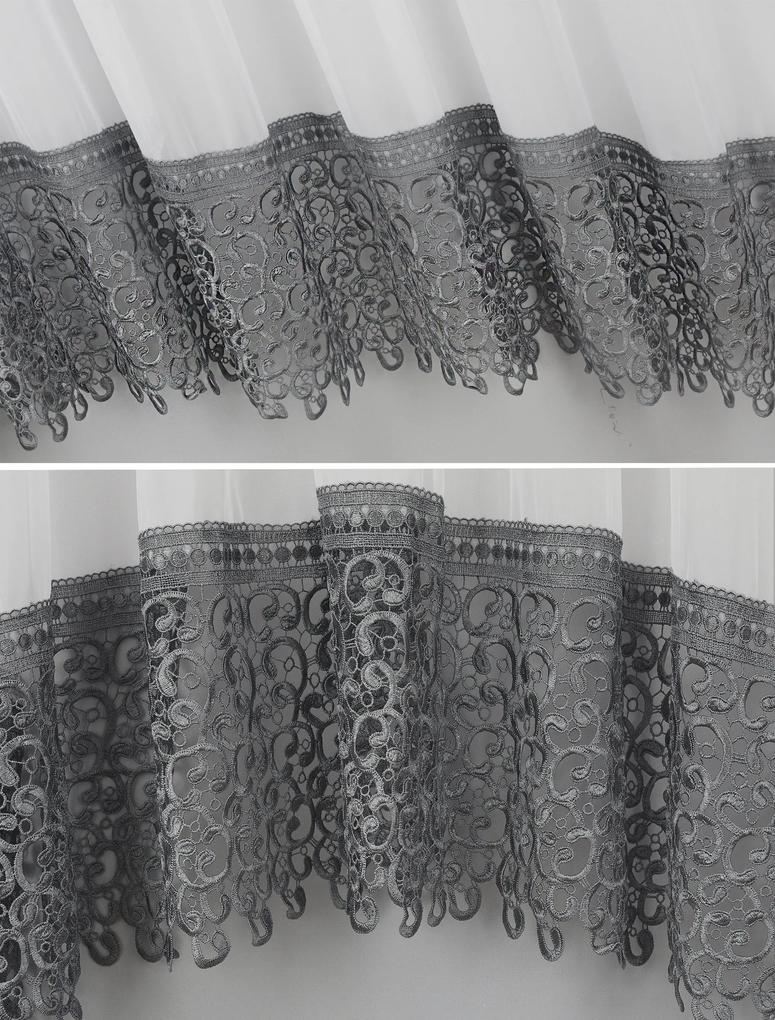 Fliying Hotová voálová záclona Monika krajka šedá  400x180 cm