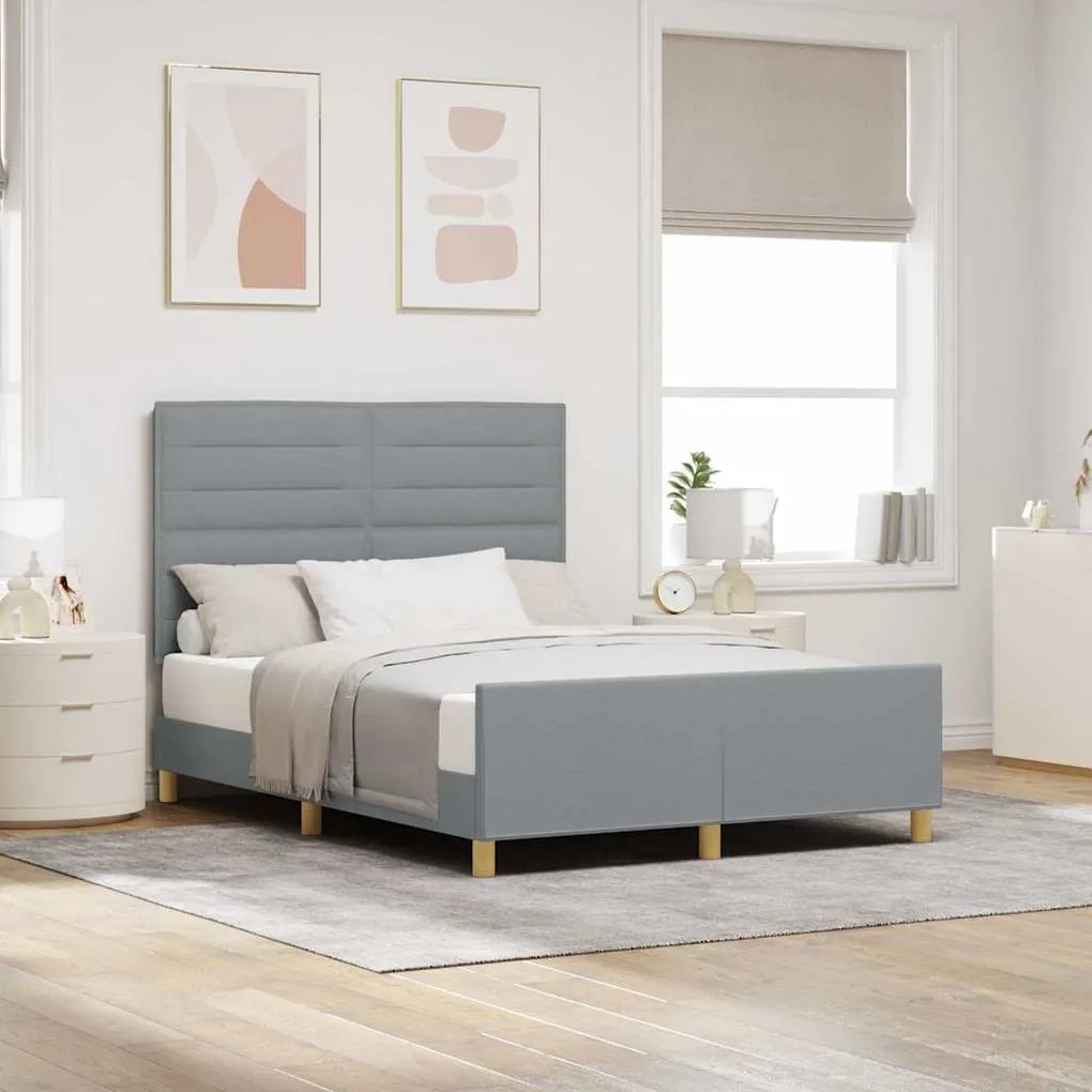 Rám postele s čelo Světle šedá 140 x 190 cm textil 3344648